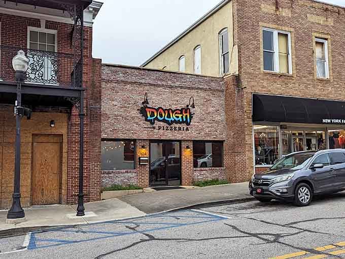 Exposed brick and simple elegance—Dough Pizzeria lets its food do the talking in downtown Opelika's historic district.