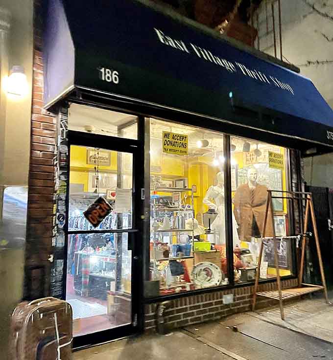 Evening light glows warmly through the windows, revealing shelves packed with treasures that fund important community programs and services.