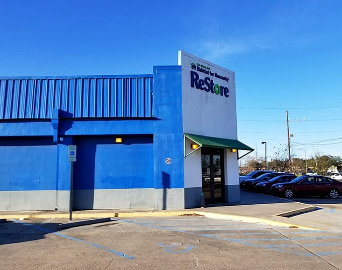 ReStore's bright blue exterior is like a beacon for budget-conscious home improvers and creative upcyclers.