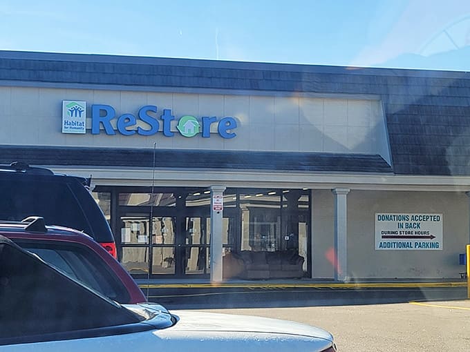 Modern architecture meets community spirit where your home improvement dreams find affordable reality under those sleek angular lines.