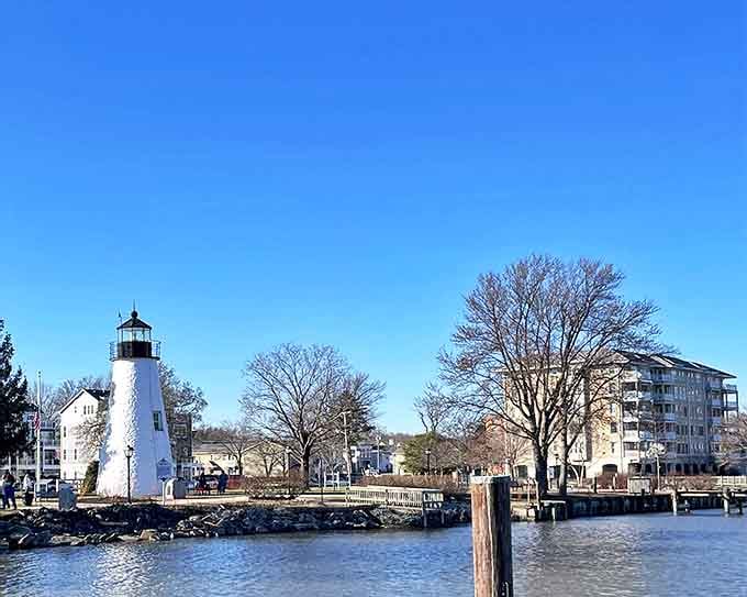 Havre de Grace's iconic lighthouse stands proudly along the waterfront where the Susquehanna River meets the Chesapeake Bay.