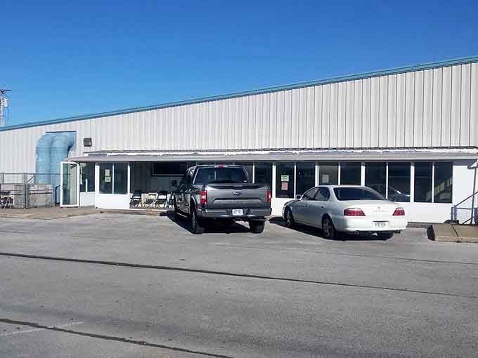 The welcoming storefront of Helping Hands Inc. offers plenty of parking for thrift shoppers seeking amazing bargains daily.