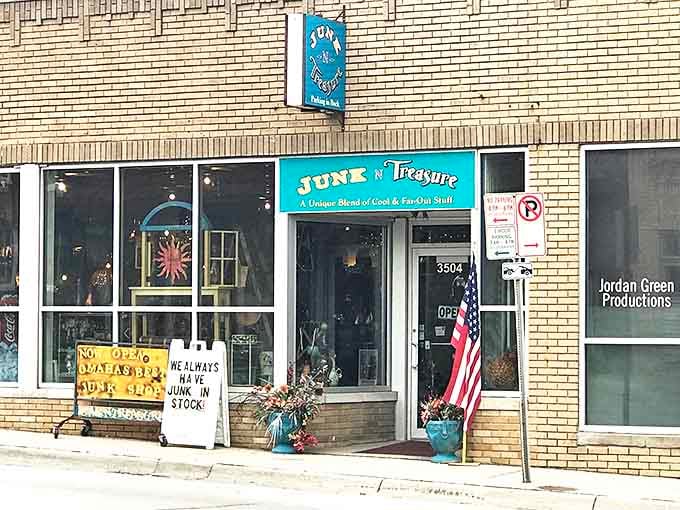 That vintage storefront charm hints at the unique treasures and one-of-a-kind finds hiding just beyond the entrance.
