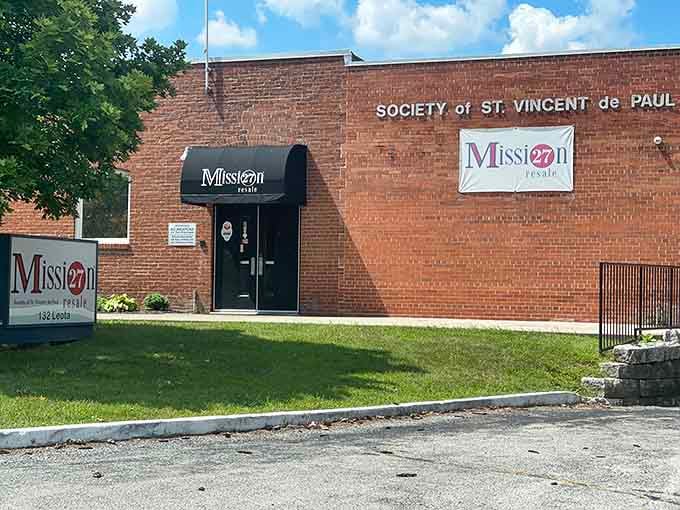 The Society of St. Vincent de Paul signage reminds visitors that every purchase here supports neighbors in need.