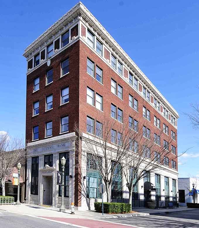 This classic brick building stands tall like a monument to affordable living and timeless architectural beauty.