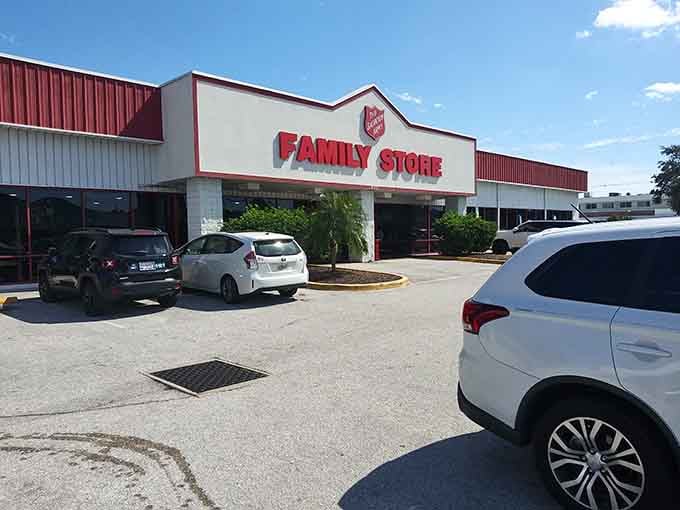 Bright sunshine illuminates this busy location where bargain hunters fill their carts with incredible deals daily.