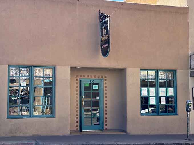Behind these simple blue-trimmed windows lies breakfast nirvana. Santa Fe's power brokers and artists all start their day here.
