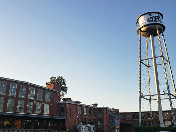 Golden hour light bathes the brick buildings, creating atmosphere that would make any album photographer jealous of the shot.