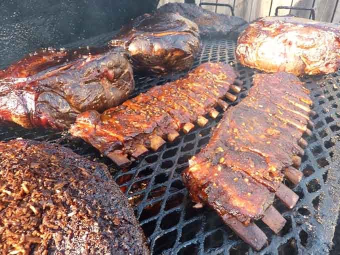 Ribs, chicken, and pork shoulders getting their tan on, transforming into the stuff of lunchtime legends and dinner dreams.