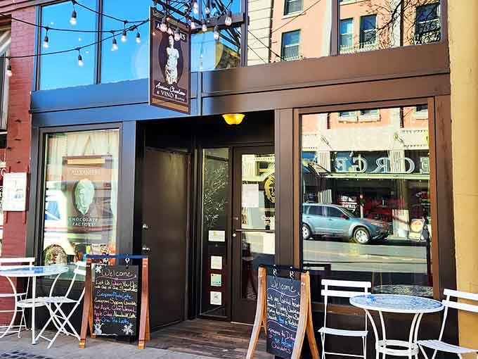 Alexander's Artisan Chocolates offers sidewalk seating perfect for people-watching while indulging in sweets &ndash; multitasking at its most delicious.