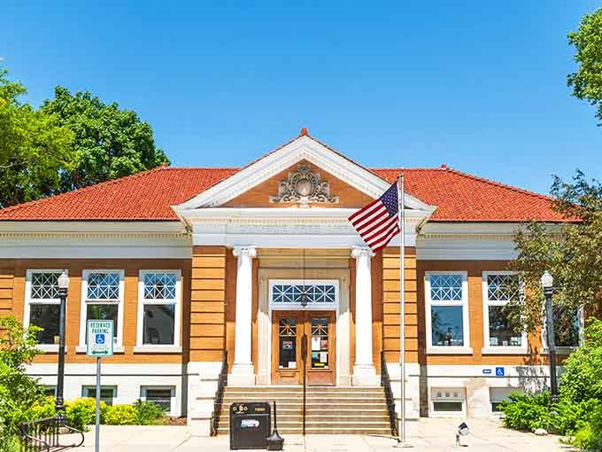 Baraboo's public library welcomes readers with cheerful architecture that makes checking out books feel like a special occasion.