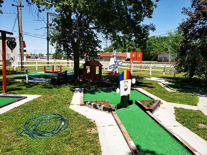 Mini golf in Beatrice isn't just a game—it's a whimsical journey through windmills and obstacles that somehow makes missing a two-foot putt completely acceptable.
