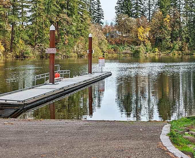 The boat dock stands ready for adventure, reflecting in waters so clear you can practically see fish checking their underwater GPS.