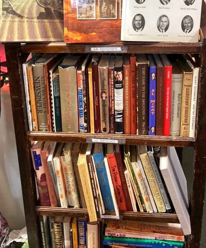 Arizona history books share shelf space with forgotten bestsellers in this bibliophile's secret hideaway spot.