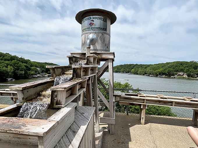 This lakeside gem panning station turns everyone into a treasure hunter, Indiana Jones style.