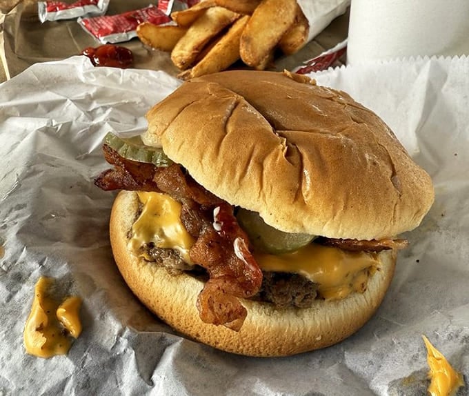 This bacon cheeseburger looks like it could solve most of life's problems, or at least the hunger-related ones.