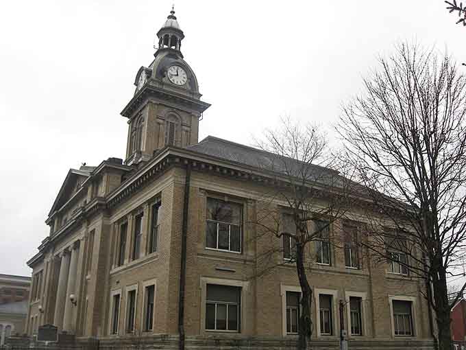 The Franklin County Courthouse commands attention with a clock tower that's been keeping time since before smartphones made us all late.