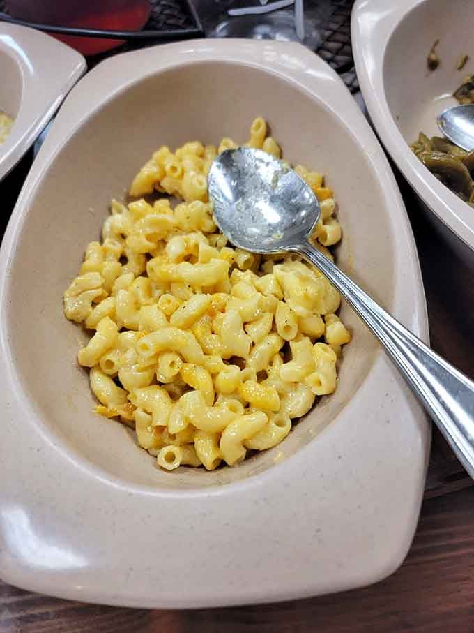 Mac and cheese so creamy it could make a grown adult weep tears of pure dairy-based joy.