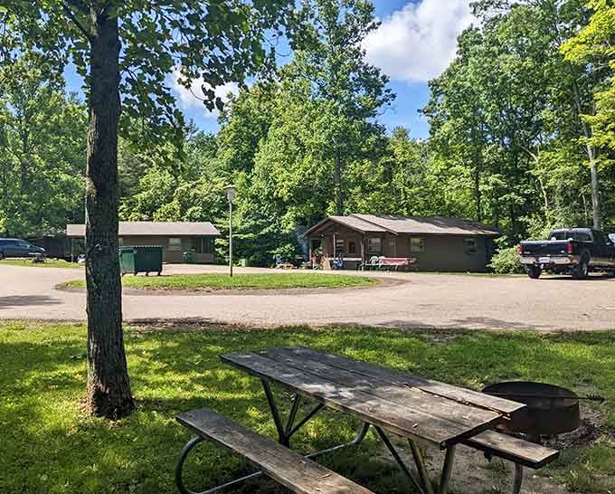 Picnic tables positioned perfectly for contemplating life's big questions, like "why don't I do this more often?"