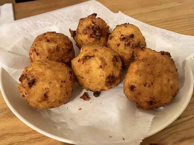 Golden orbs of seafood satisfaction that crunch then yield. These clam cakes are what Rhode Islanders dream about during landlocked vacations.