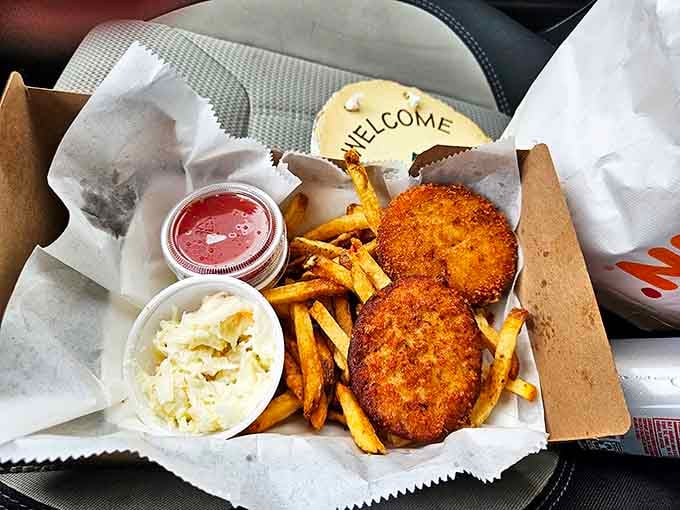 Crispy on the outside, heavenly on the inside. These golden-brown crab cakes with their perfect crunch factor might just steal the spotlight from the lobster.