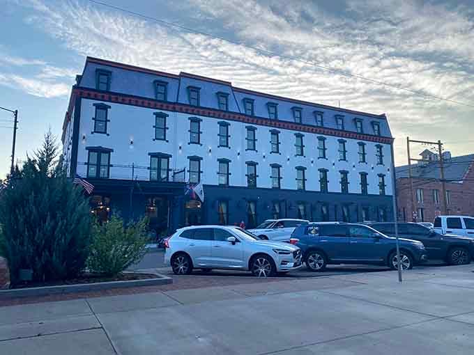 The 1887 Historic Eatery building stands proud, serving meals in a structure with serious character.