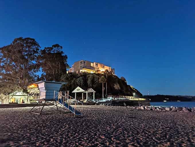 As twilight settles, the beach transforms into something from a romantic movie your spouse made you watch.