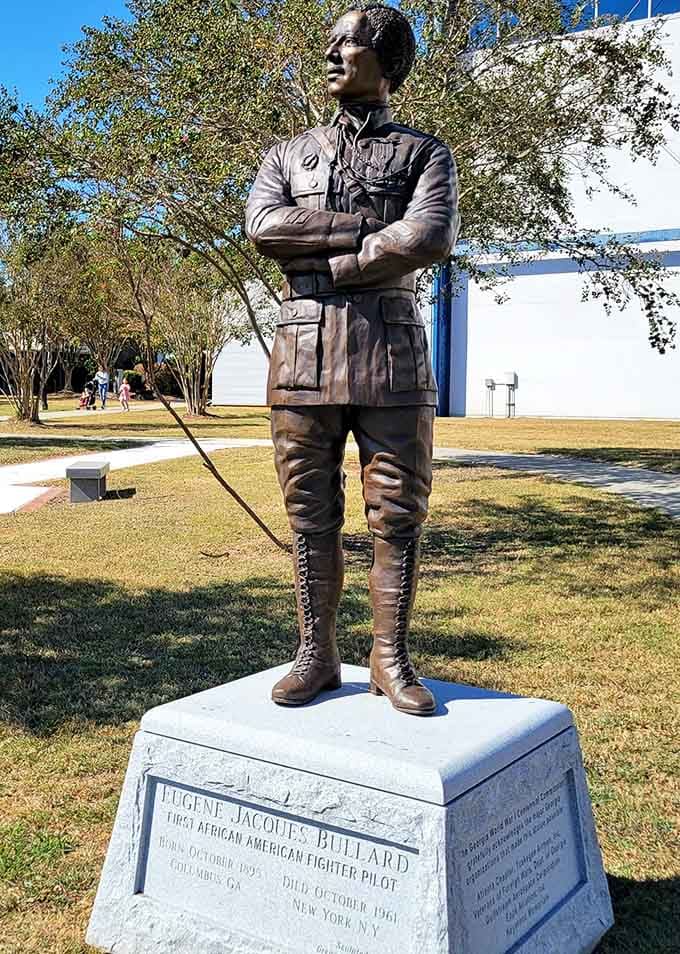 Eugene Jacques Bullard's statue honors a true pioneer, reminding us that heroes come in all forms and eras.