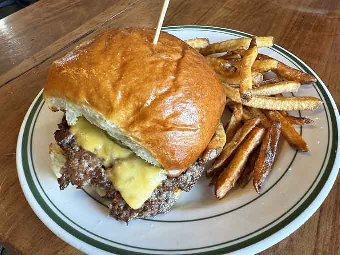 The classic Chain burger doesn't mess around – melted American cheese cascading over a perfectly charred patty. Simplicity that speaks volumes.