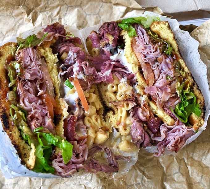 The Baltimore Bad Boys sandwich lives up to its name, stacking multiple meats into one gloriously indulgent creation.