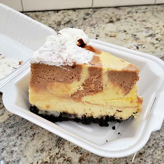 The marble swirl cheesecake doesn't just end a meal &ndash; it elevates it to an occasion worth remembering.