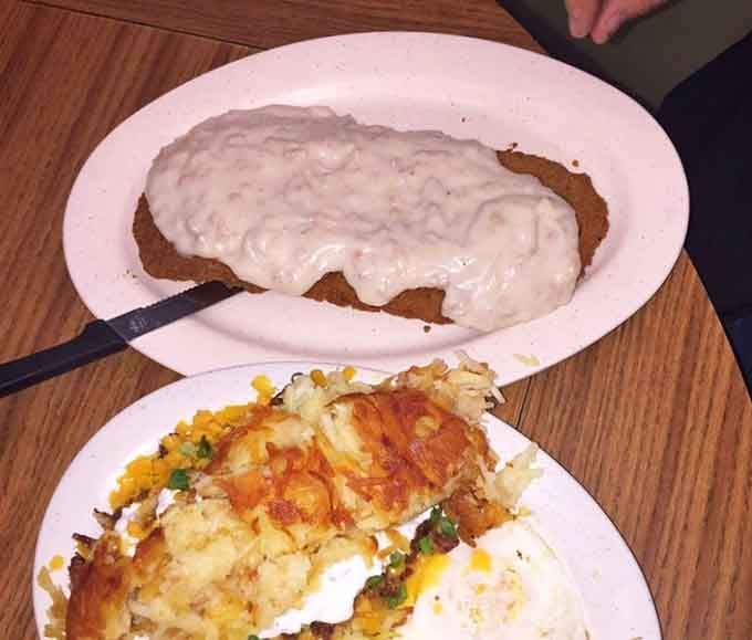 That chicken fried steak blanket of gravy could keep you warm through a Central Oregon winter, no jacket required.