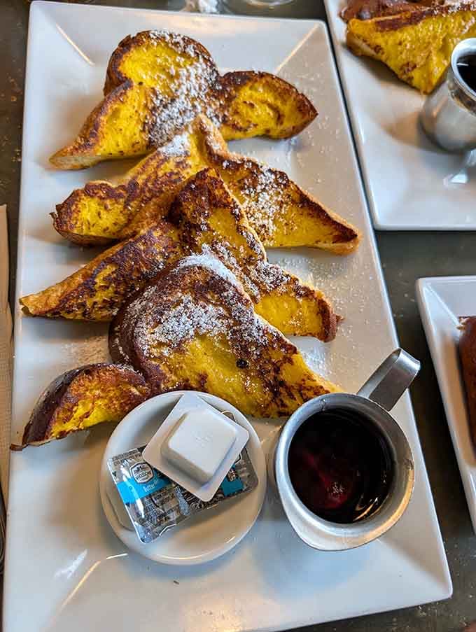 French toast dusted with powdered sugar like fresh snow, because breakfast should always feel a little magical.