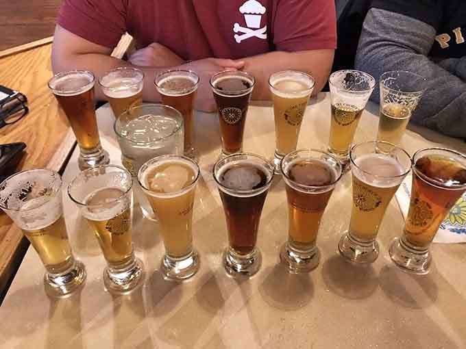 When your beer sampler looks like a small army, you know you're in for a very good afternoon indeed.