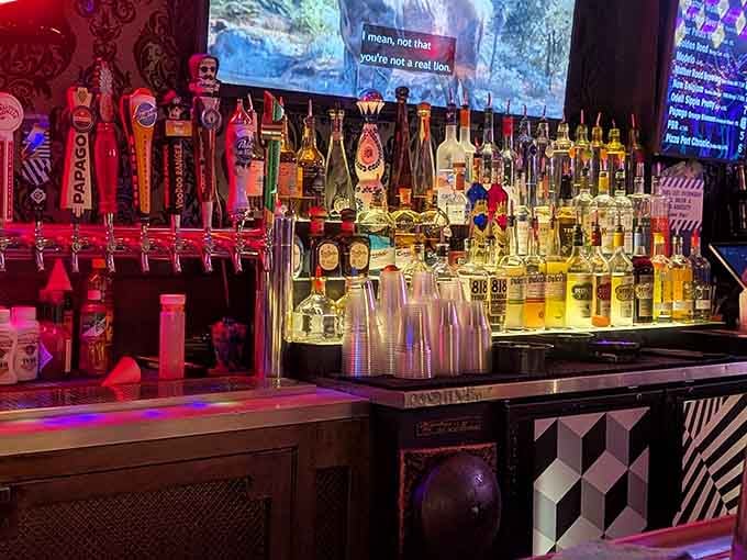 Behind that impressive bar setup lies enough liquid courage to convince you that you're still good at Pac-Man.