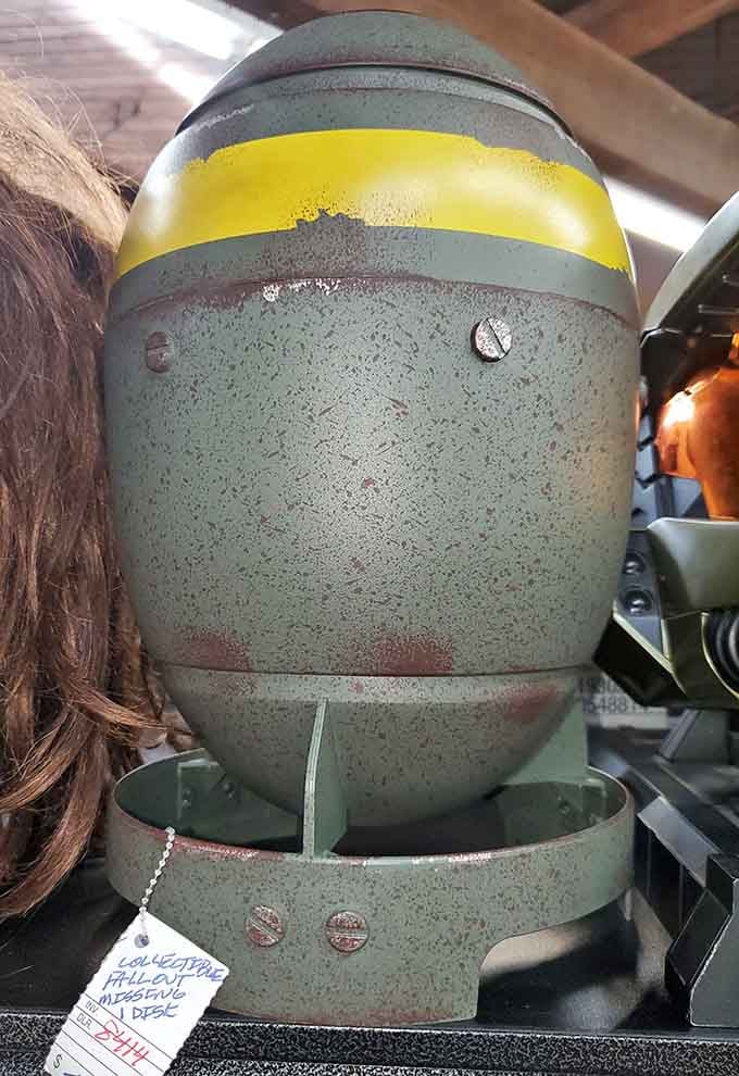 Someone's vintage missile collectible is just casually waiting here, because apparently normal lawn ornaments are too mainstream for some folks.