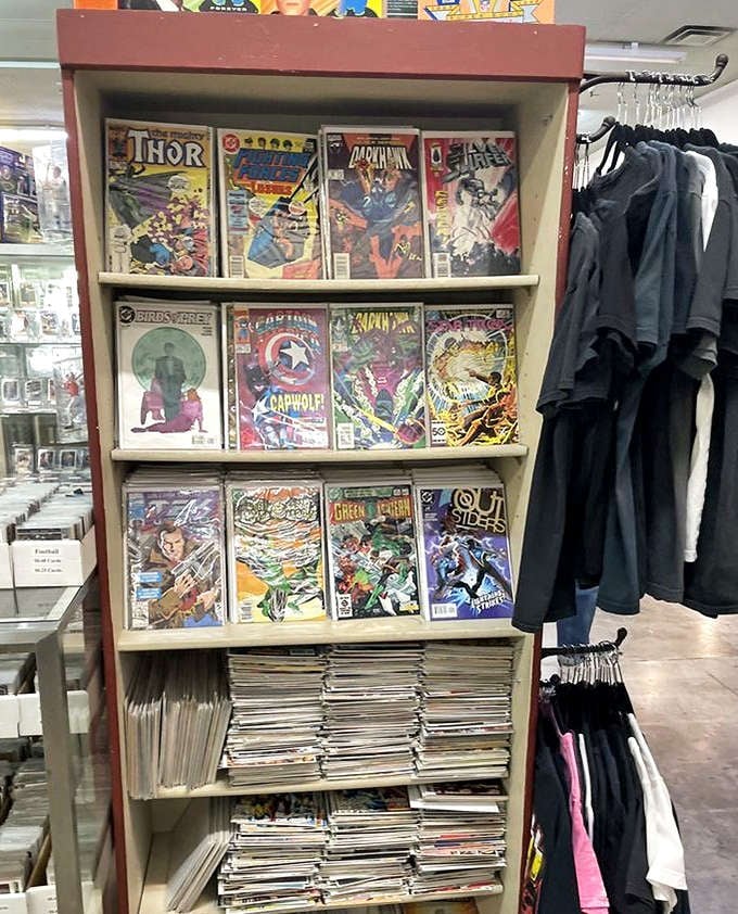 Comic book heaven for the superhero in all of us. Thor, Captain America, and Batman are just waiting to be rescued.