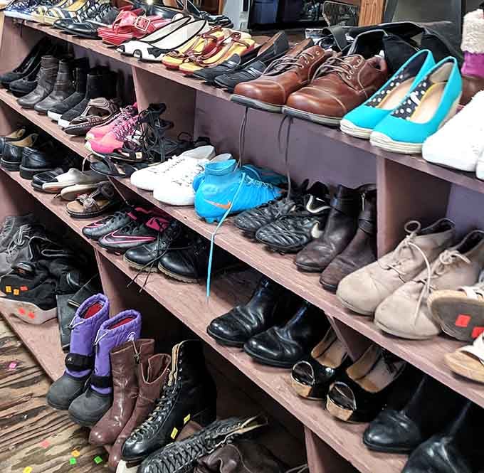 From athletic shoes to leather boots, these shelves hold footwear stories waiting for their next chapter with you.