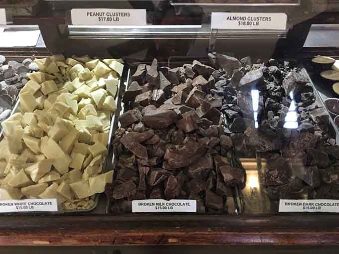 Broken chocolate pieces waiting to become your next favorite indulgence, no assembly required.