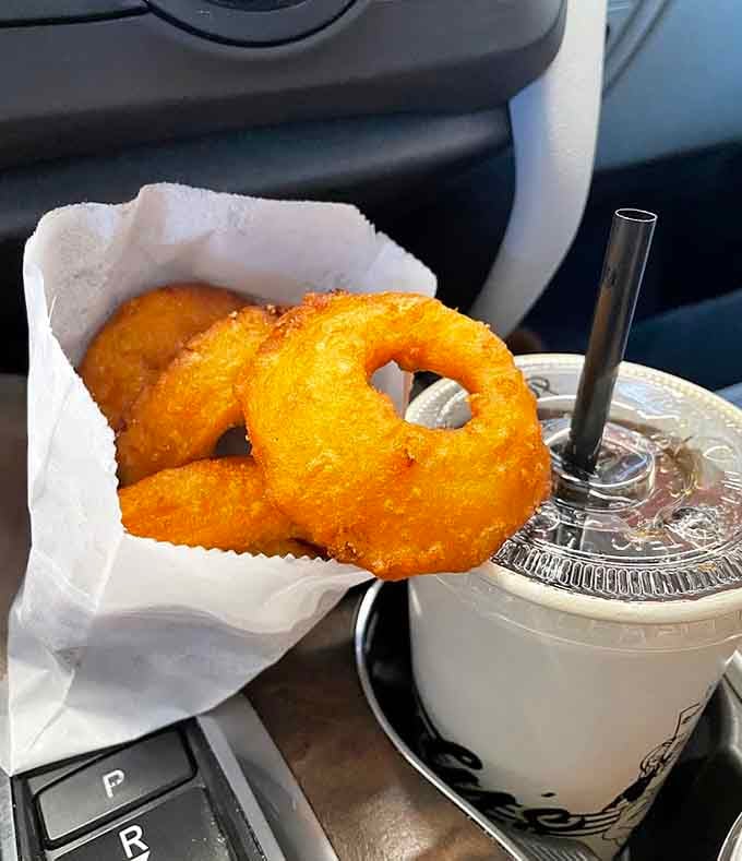 Crispy golden rings that crunch with authority, these aren't your sad freezer aisle imposters.