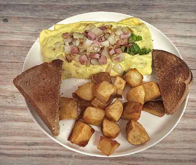 This breakfast plate means serious business, the kind that makes lunch seem like an unnecessary luxury you can skip.