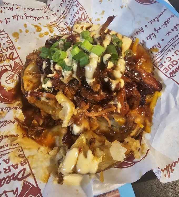 Someone looked at a potato and thought, "This needs barbecue pork," and we should all be grateful they did.