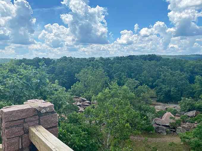 Summer clouds frame a view that makes you wonder why anyone bothers traveling to distant mountain ranges.