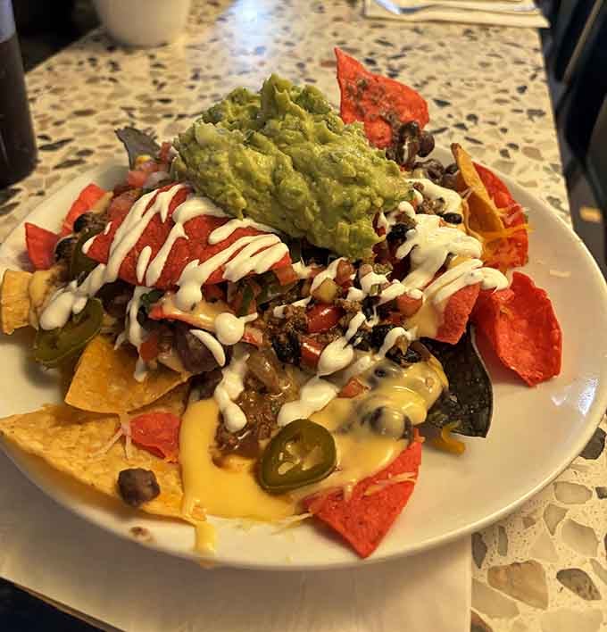 Loaded nachos done right, with enough toppings to fuel you through three Broadway shows and a walking tour.