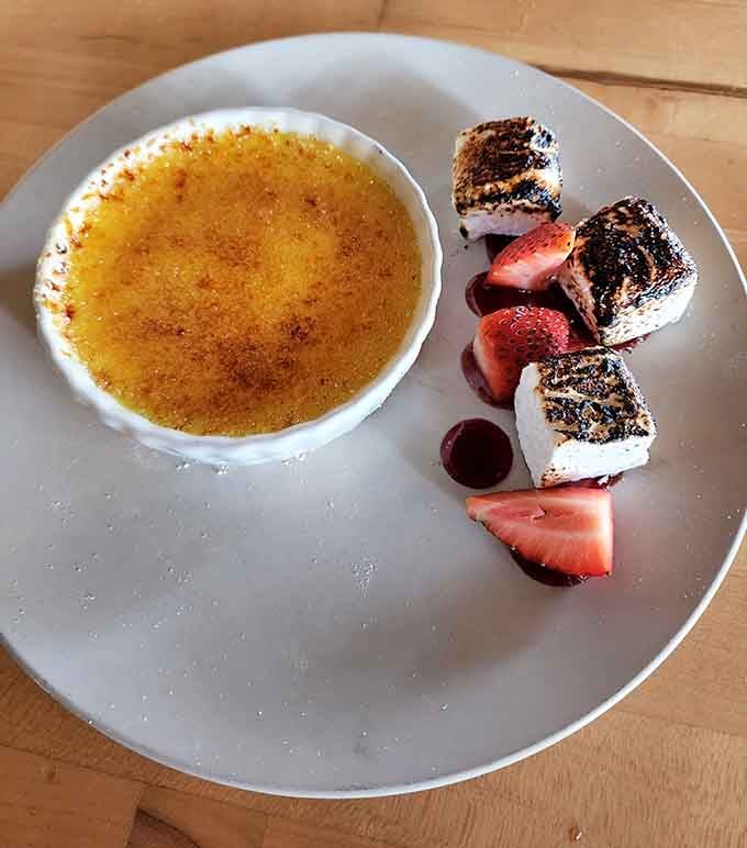 Cr&egrave;me br&ucirc;l&eacute;e with torched marshmallows because apparently someone decided regular dessert wasn't exciting enough, and bless them for it.