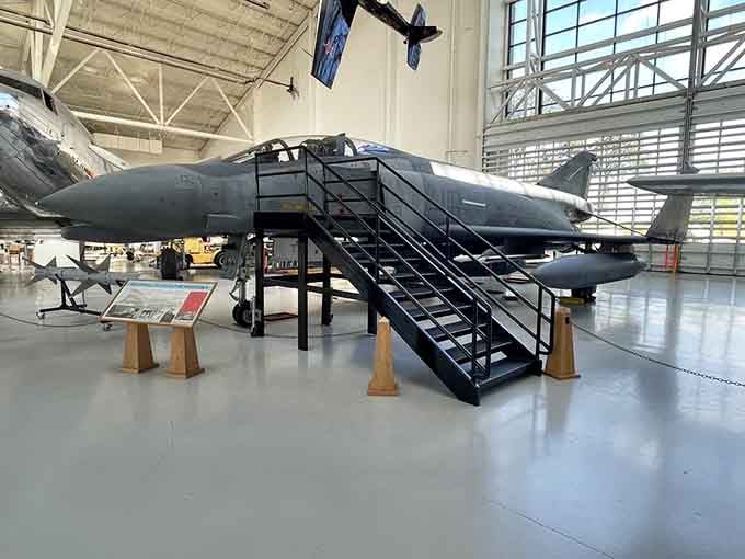 That F-4 Phantom with boarding stairs beckons you to imagine piloting this beast through hostile skies at supersonic speeds.