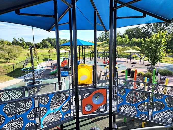 Even the view from up top is impressive, with play structures stretching as far as excited children can run.