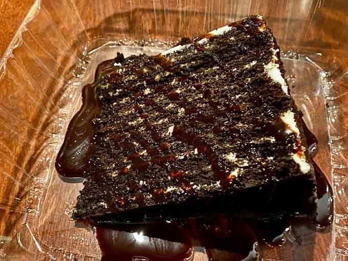 Smith Island cake layers stacked higher than your expectations, which is saying something given how good it looks already.