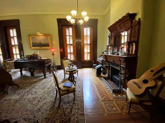 The music room holds instruments that witnessed countless parlor performances, back when entertainment meant actually playing music instead of streaming it.