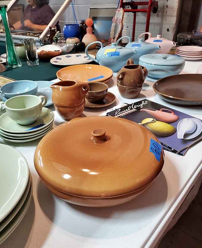 Vintage ceramics in colors that remind you when dinnerware had personality and every meal felt like a special occasion.